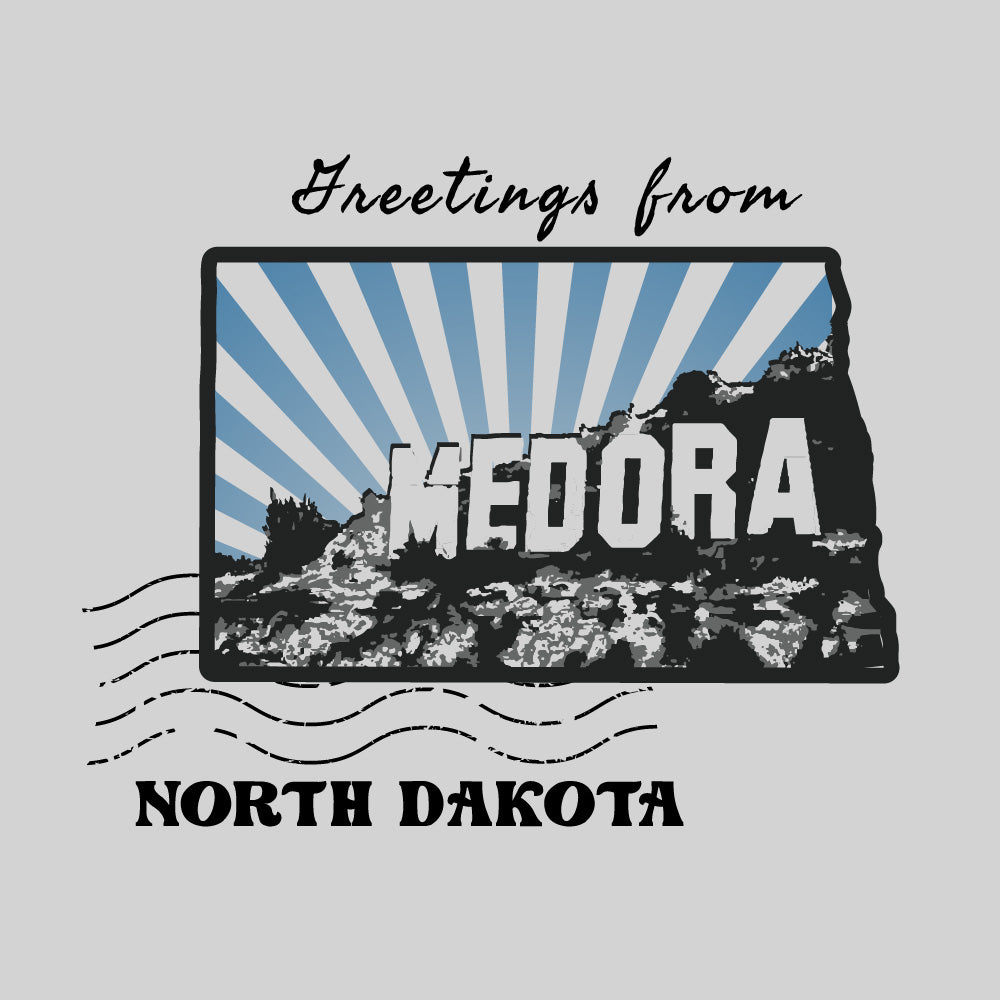 Vintage postcard Medora design with bursts and rustic flair – The Teehive