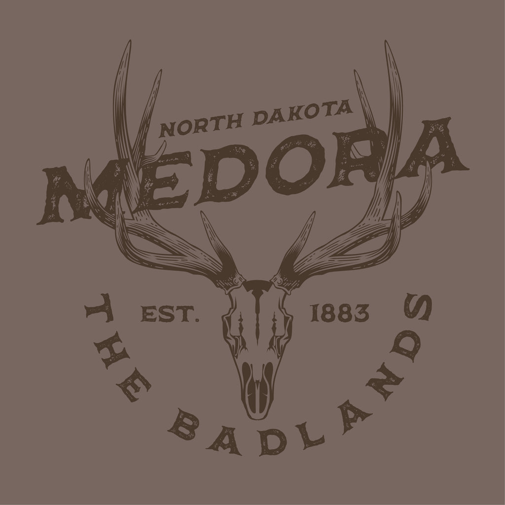 Bold Medora deer skull design with distressed Western textures – The ...